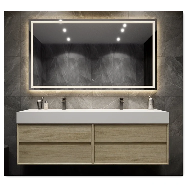Modern Bathroom Vanity With Illuminated Smart Mirror Vanity Set Modern ...