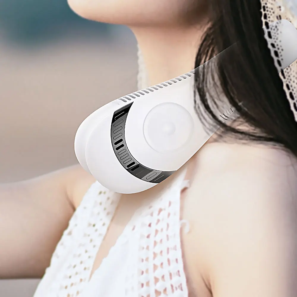 Portable Hanging Neck Fan Mini Electric Wireless Usb Rechargeable Blade ...