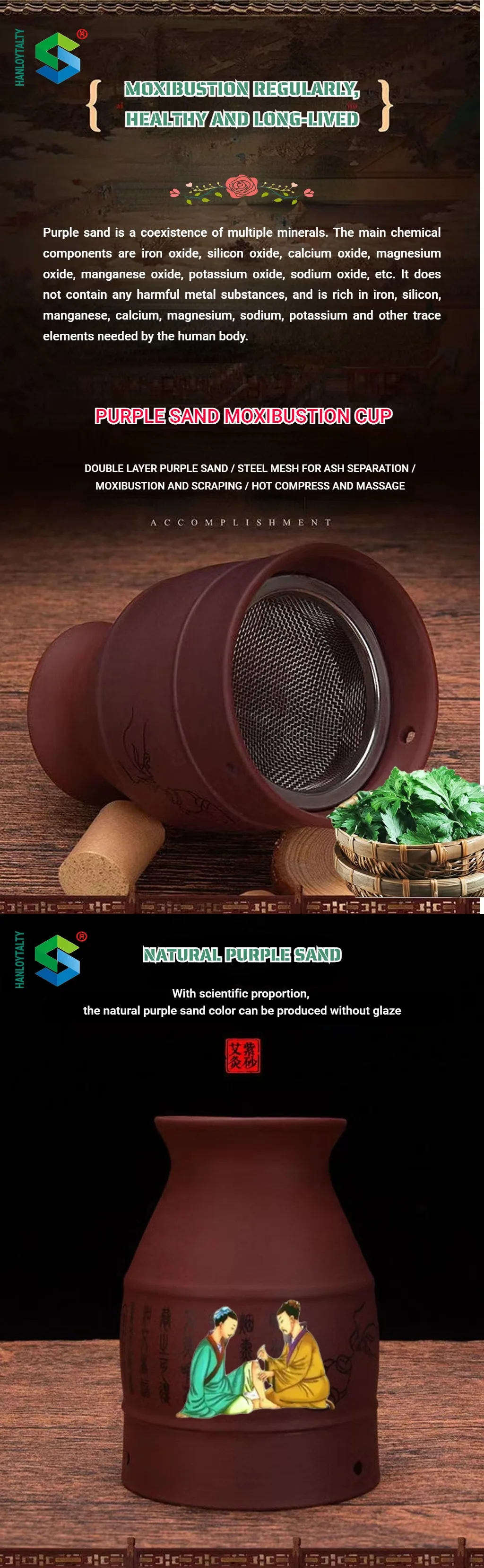 Hanloyalty Purple Sand Ceramic Moxibustion Massage Jar Set Household ...