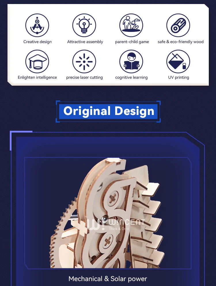 Wincent Gear Set Marble Run Model Kit Run With Engine Wooden 3d Puzzle ...