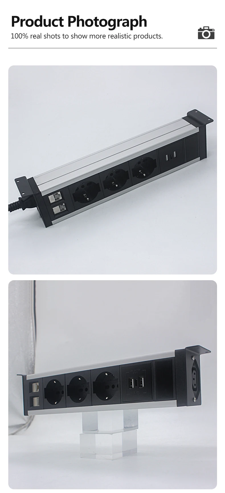 Factory Supply EU Standard Power Under Table Socket USB A+C Desk Edge ...