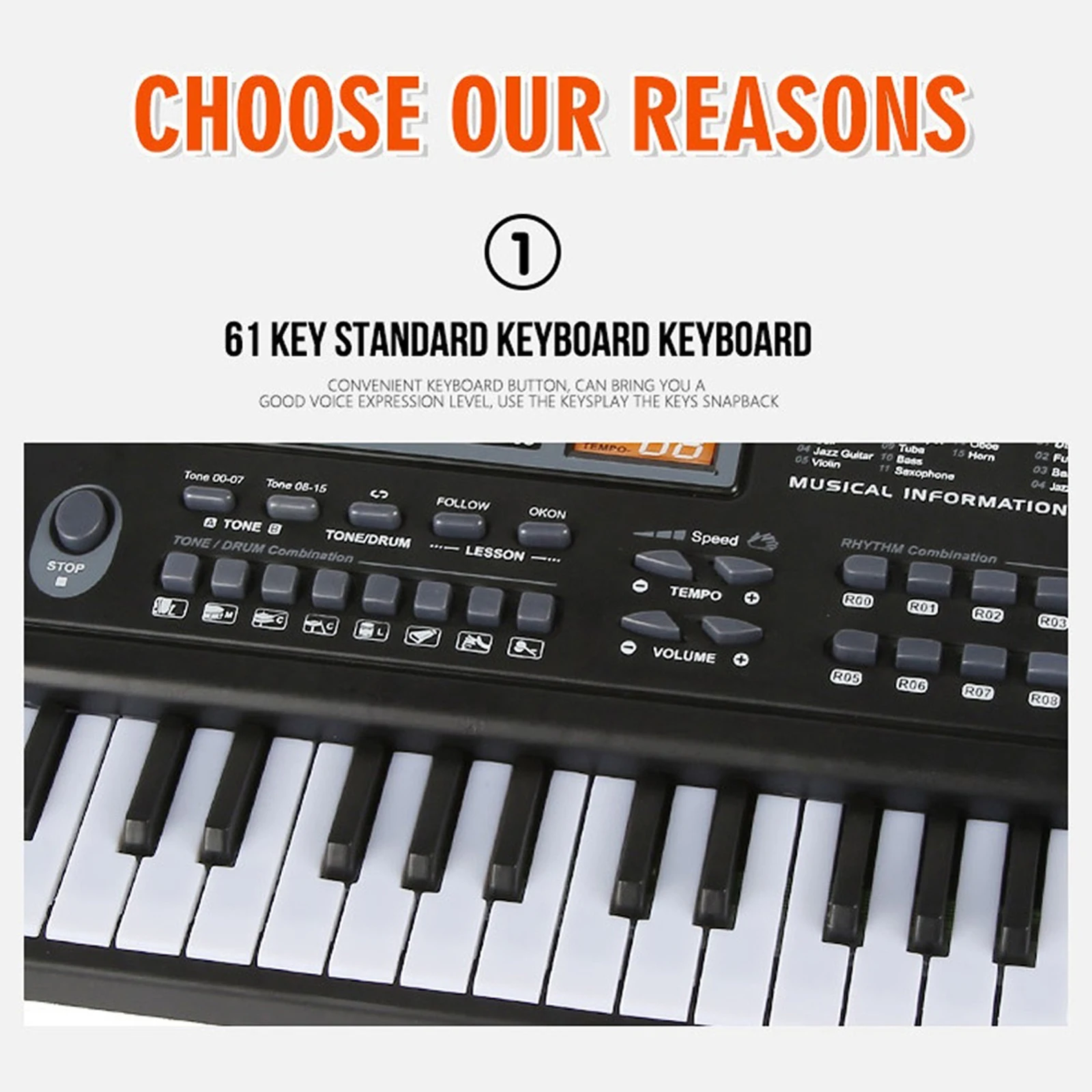 Digital Electronic Organ Keyboard Pianos for Kids - 61 Keys