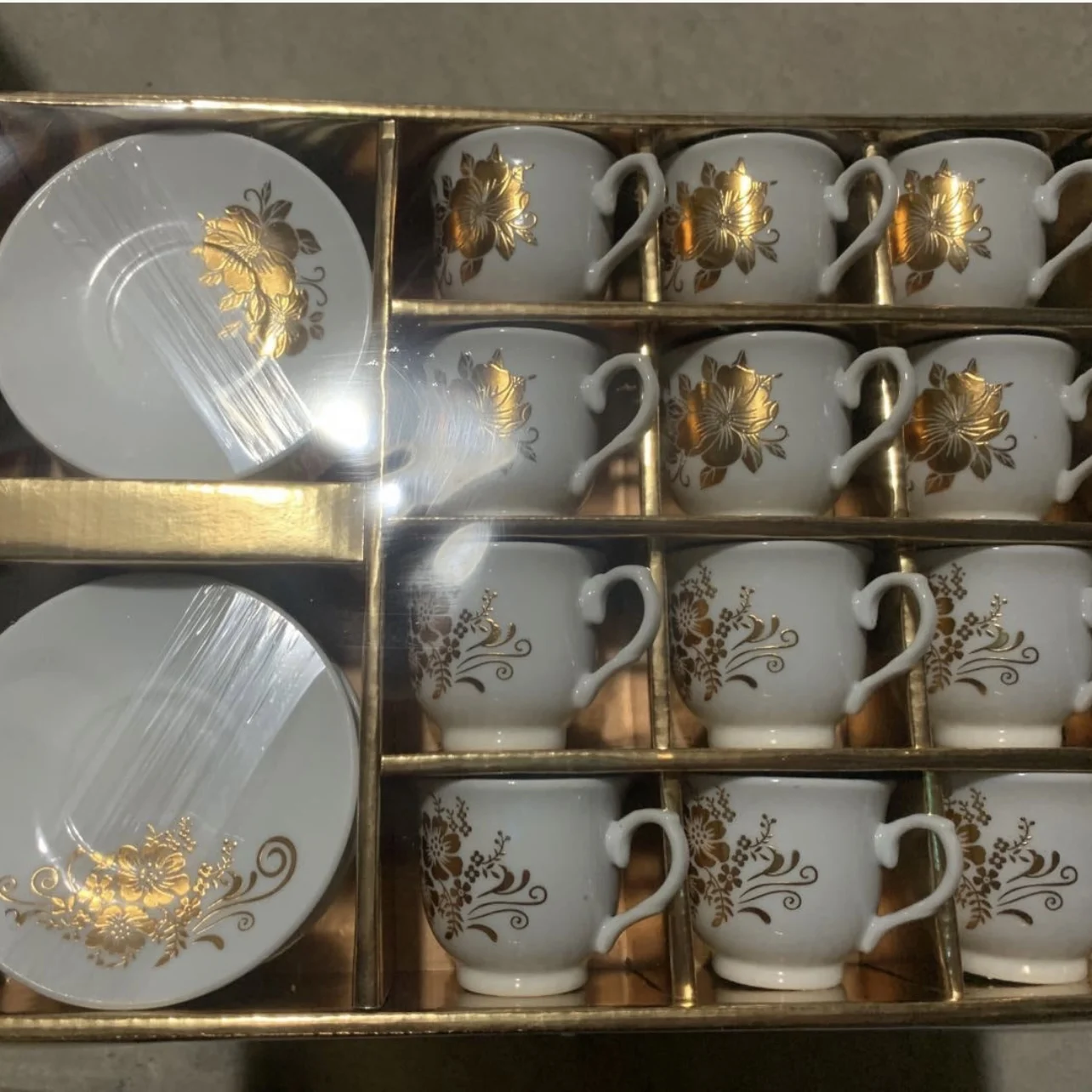 European-style Ceramic Coffee Cup Set Foreign Trade Bronzing 12 Cups ...