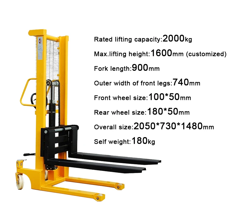 1 Ton Hydraulic Pallet Stacker - Manual & Versatile