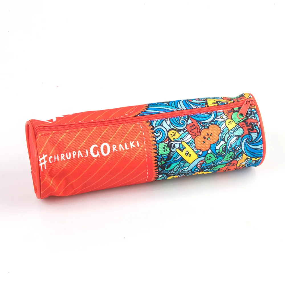 Custom Canvas Polyester Digital Printing Pen Case Tube Shape School ...