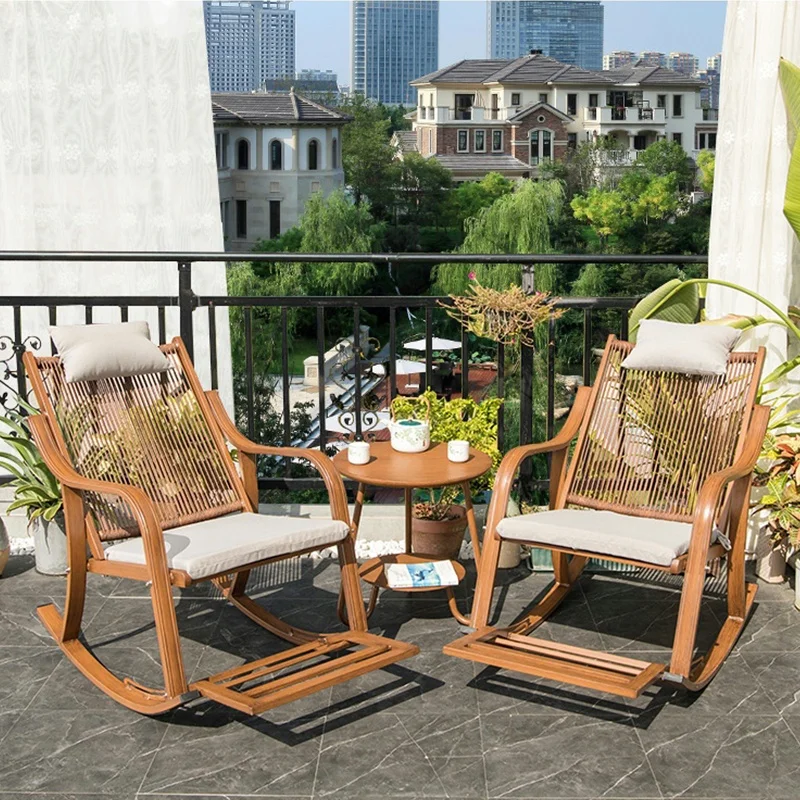 Garden Balcony Chair Waterproof Rope Woven Backyard Lounge Chair ...