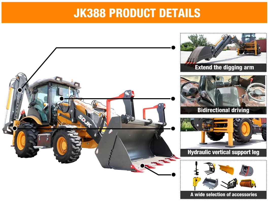 High Efficiency Wheel Loader with Backhoe - Free Shipping