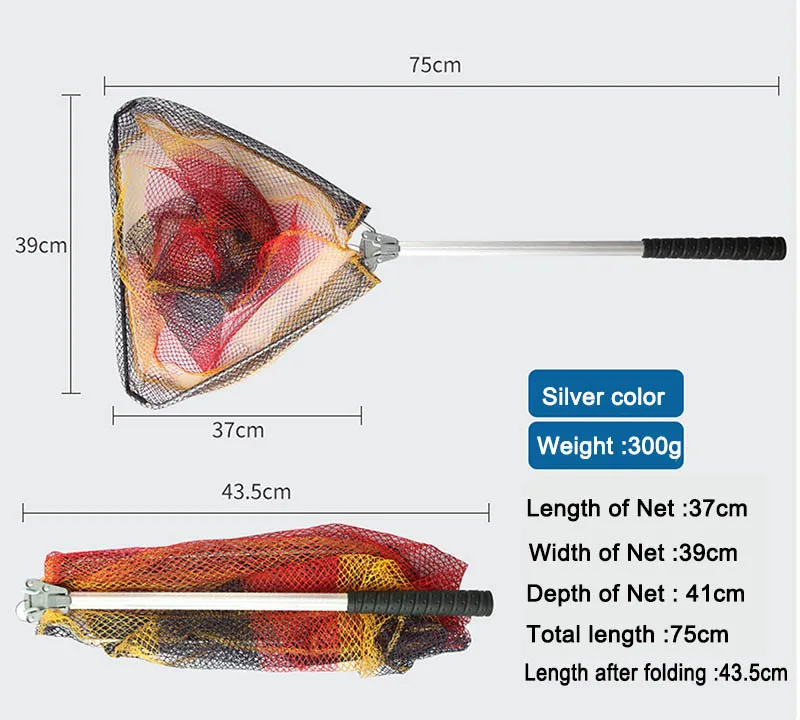 Aluminum Alloy Telescopic Folding Fishing Lure Nets Nylon Mesh Trout ...