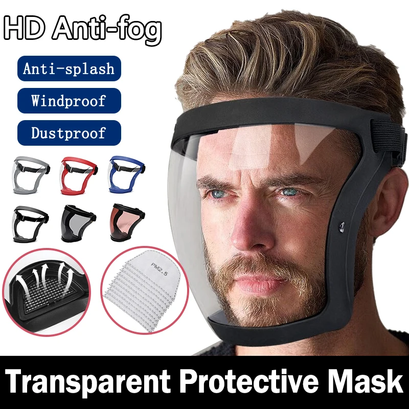 Transparent Full Face Shield - Anti-Fog & Windproof Protection