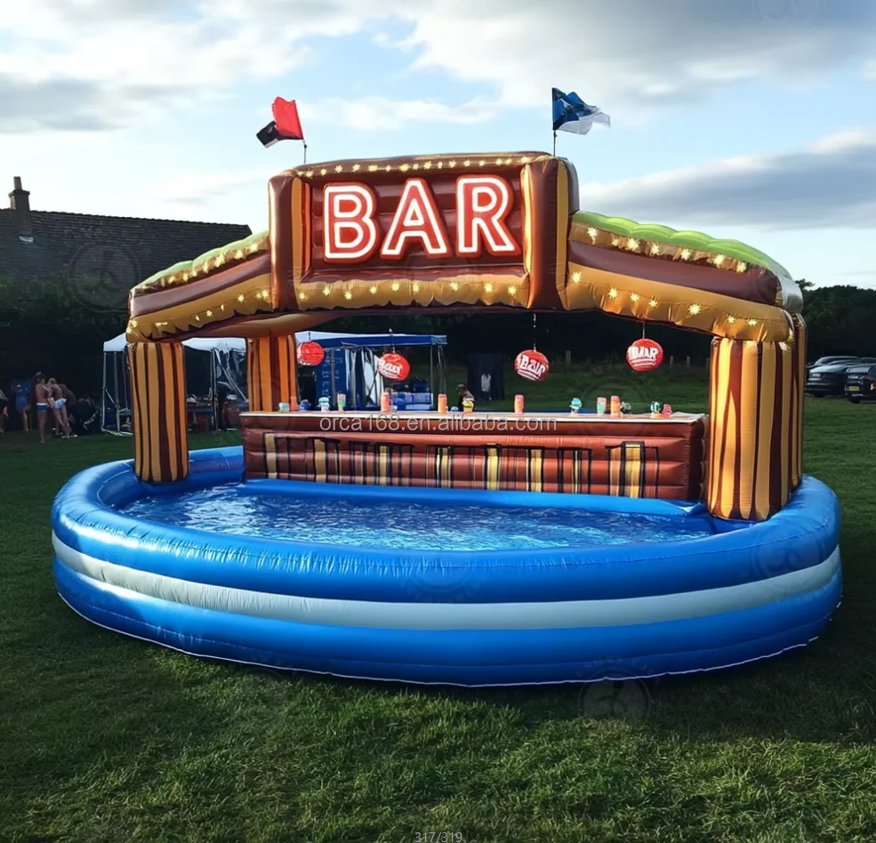 Water Floating Inflatable Bar Summer Backyard Party Floating Inflatable ...