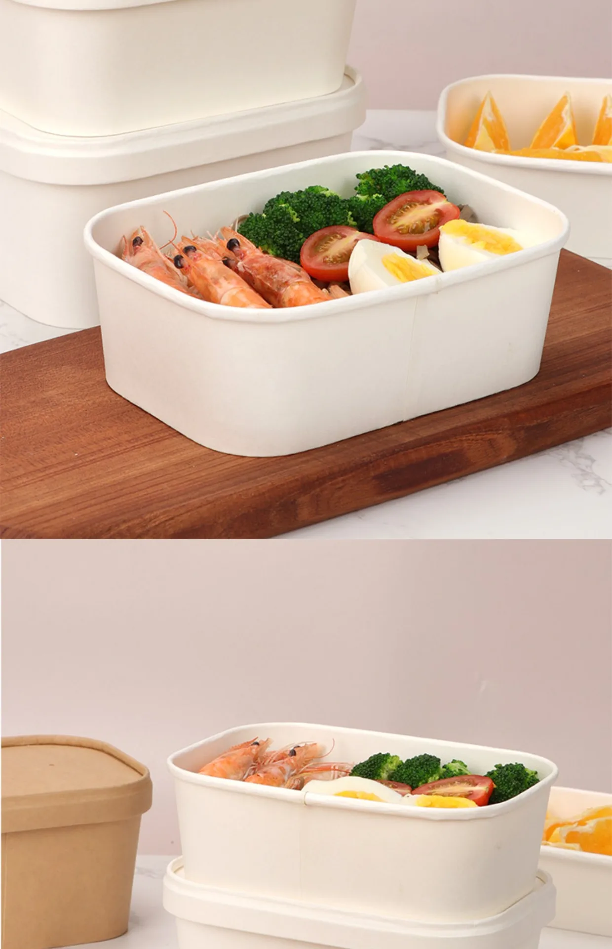 DIsposable Kraft Paper Food Salad Container Box Packaging With Drawer ...