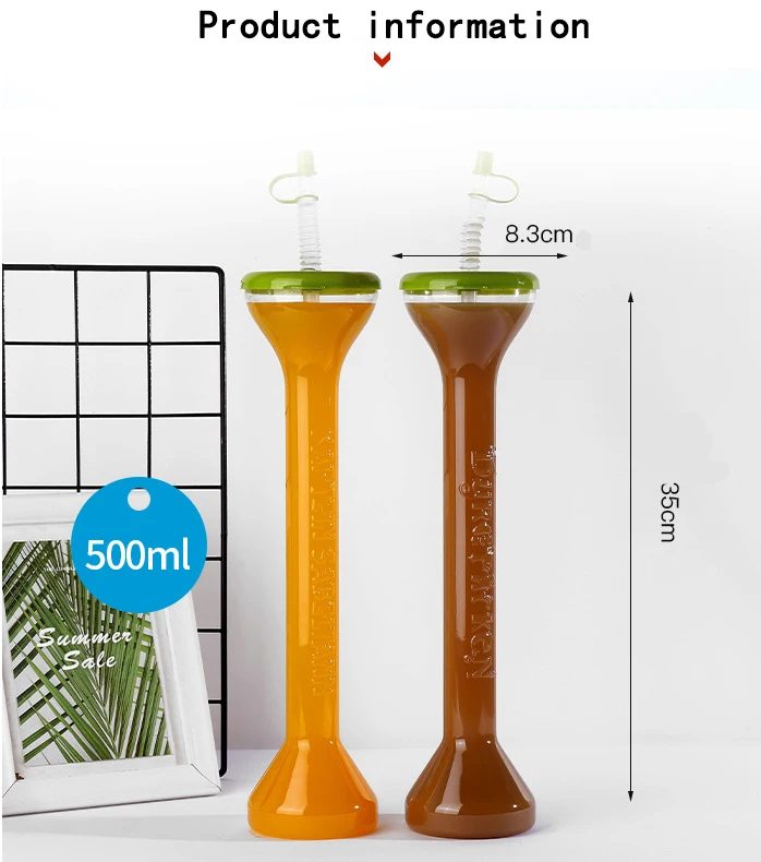 Novelty Plastic Drinking Slush Yard Cups 500ml Party Long Neck Cup