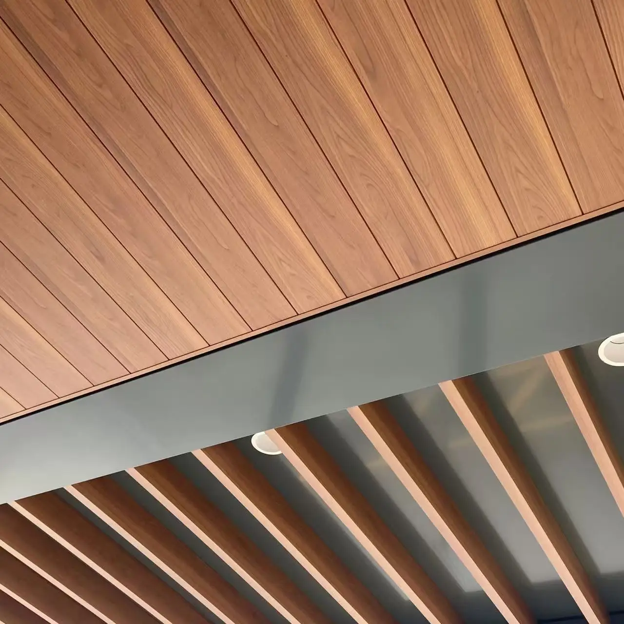 Solid and Vent Wood Grain Aluminum Soffit Panels for Decorative Wall