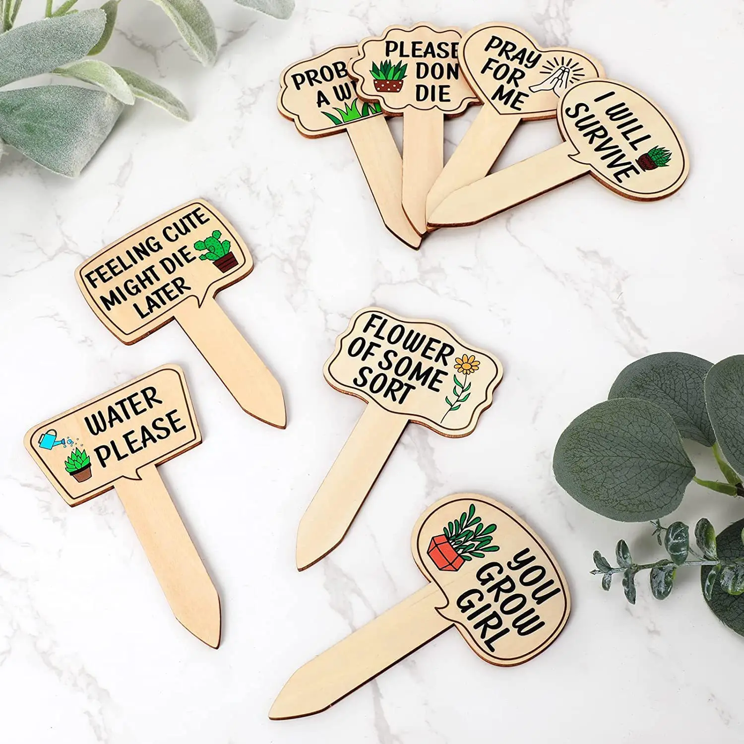 Funny Plant Markers - Custom Wooden Labels for Gardens