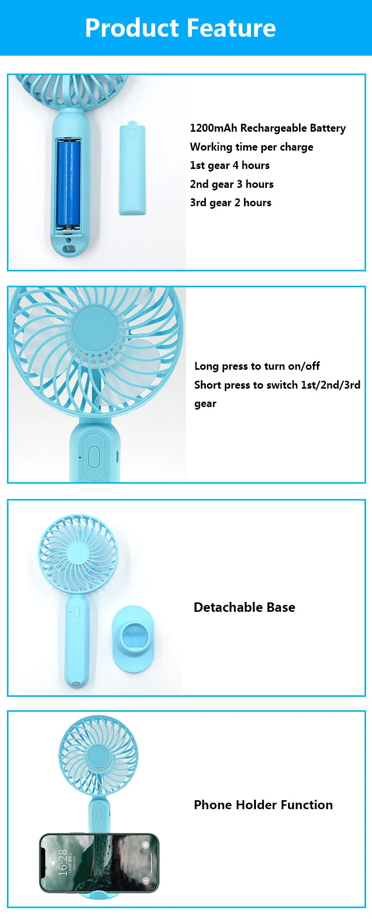 2023 New Products Phone Holder Mini Fan Rechargeable Usb Portable ...