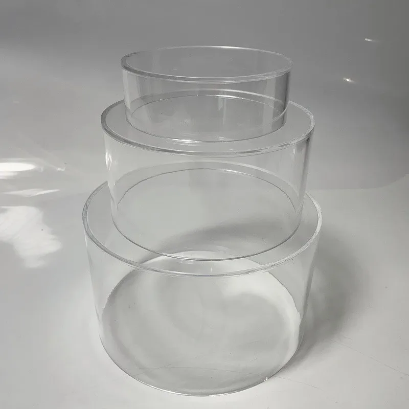 Custom Clear Acrylic Fillable Cake Display Round Cake Edge Smoother ...