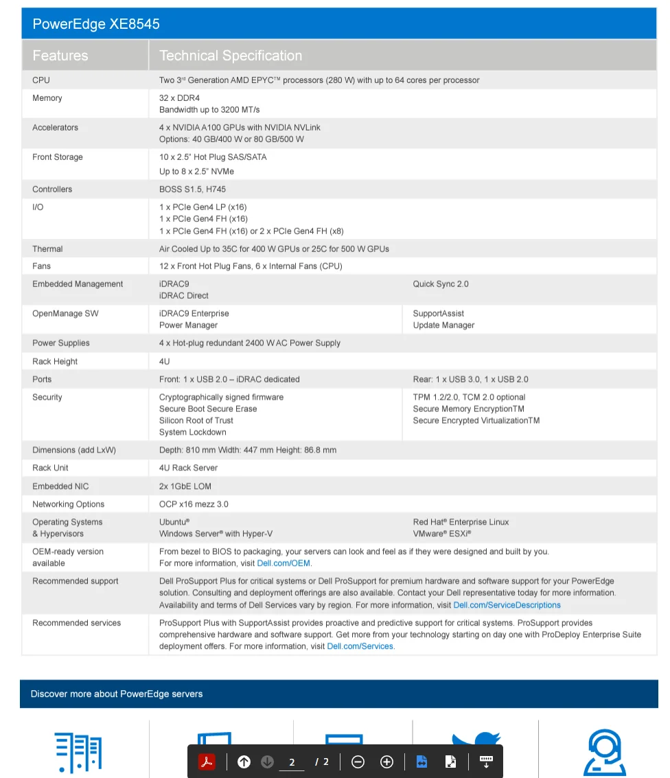 Hot Sale Original Brand Dells Poweredge Xe8545 Servers Amd Epyc 7f52 ...