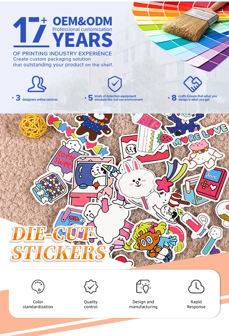 Custom Brand Logo Adhesive Sticker Die Cut Waterproof Eco Friendly ...