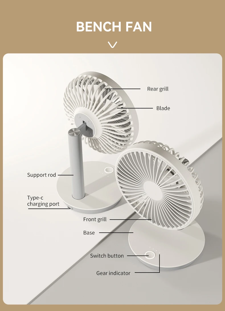 Mini Desktop Foldable Oscillating Fan - Portable & Eco-friendly