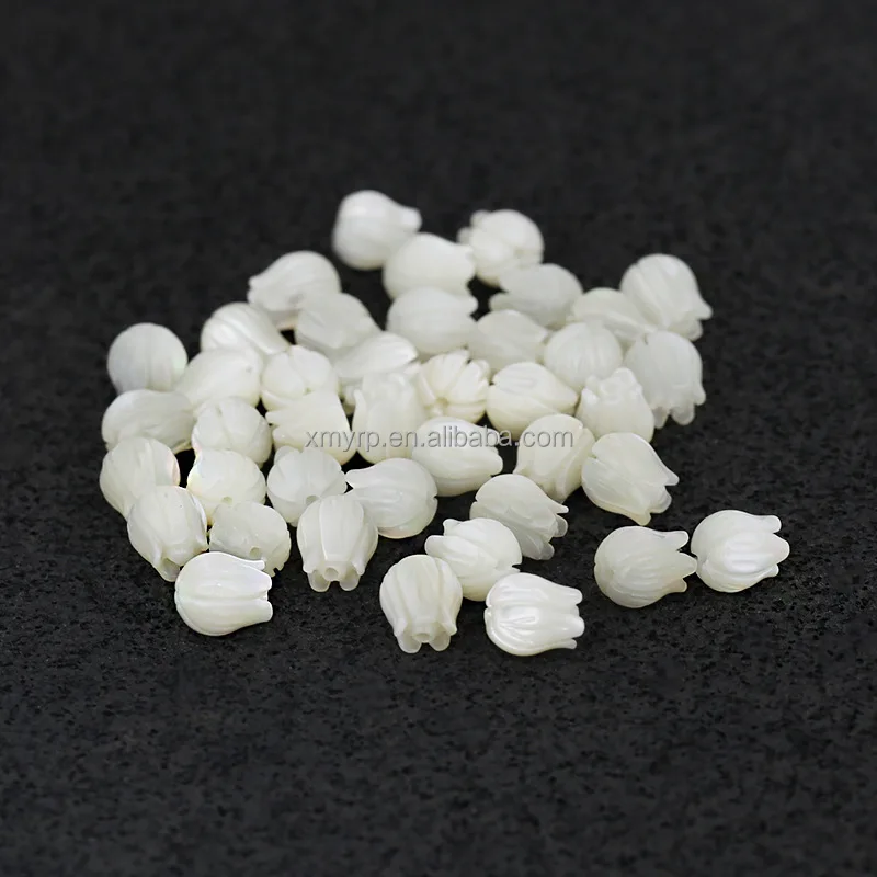 8mm 10mm Carved Hawaiian Shell Flower Charms Beads Natural Shell Mother ...