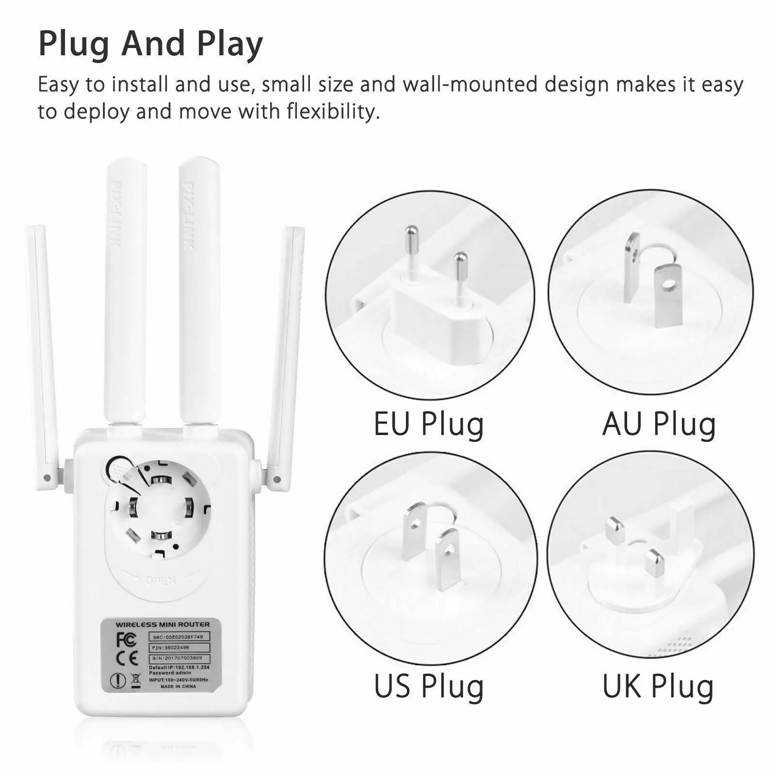 Pix-link Wps Router 300mbps Wireless Wifi Repeater Signal Boosters ...