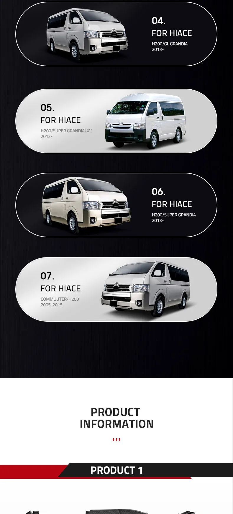 Factory Auto Exterior Accessories Tpe Plastic Black Floor Mats For Toyota Hiace H300 Gl Grandia ...