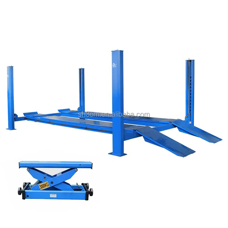 4t Hydraulic 4 Post Lift With Rolling Jack Four Post Car Lift For ...