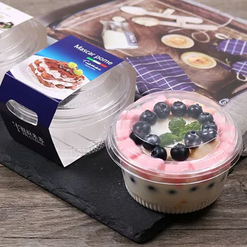 Mousse Cake Cup Tiramisu Container With Lid Round Plastic Dessert Clear ...