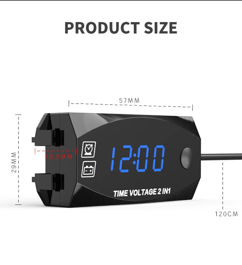ABS Material Digital Clock and Voltage Meter Essential Motorcycle ...