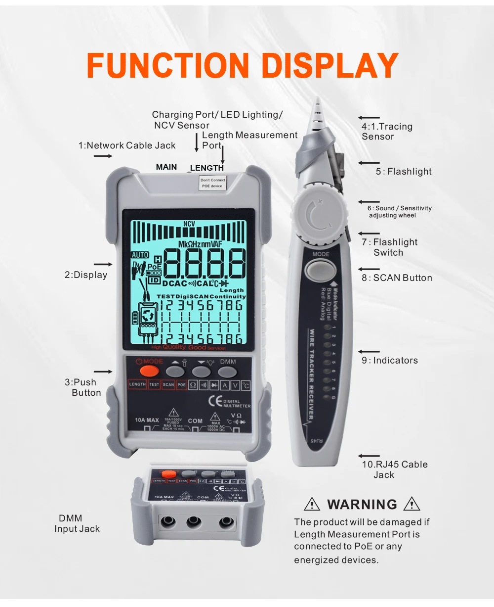 Digital Multimeter ET616 Network Line 2 in 1 Multi Tester Wire Tracker ...
