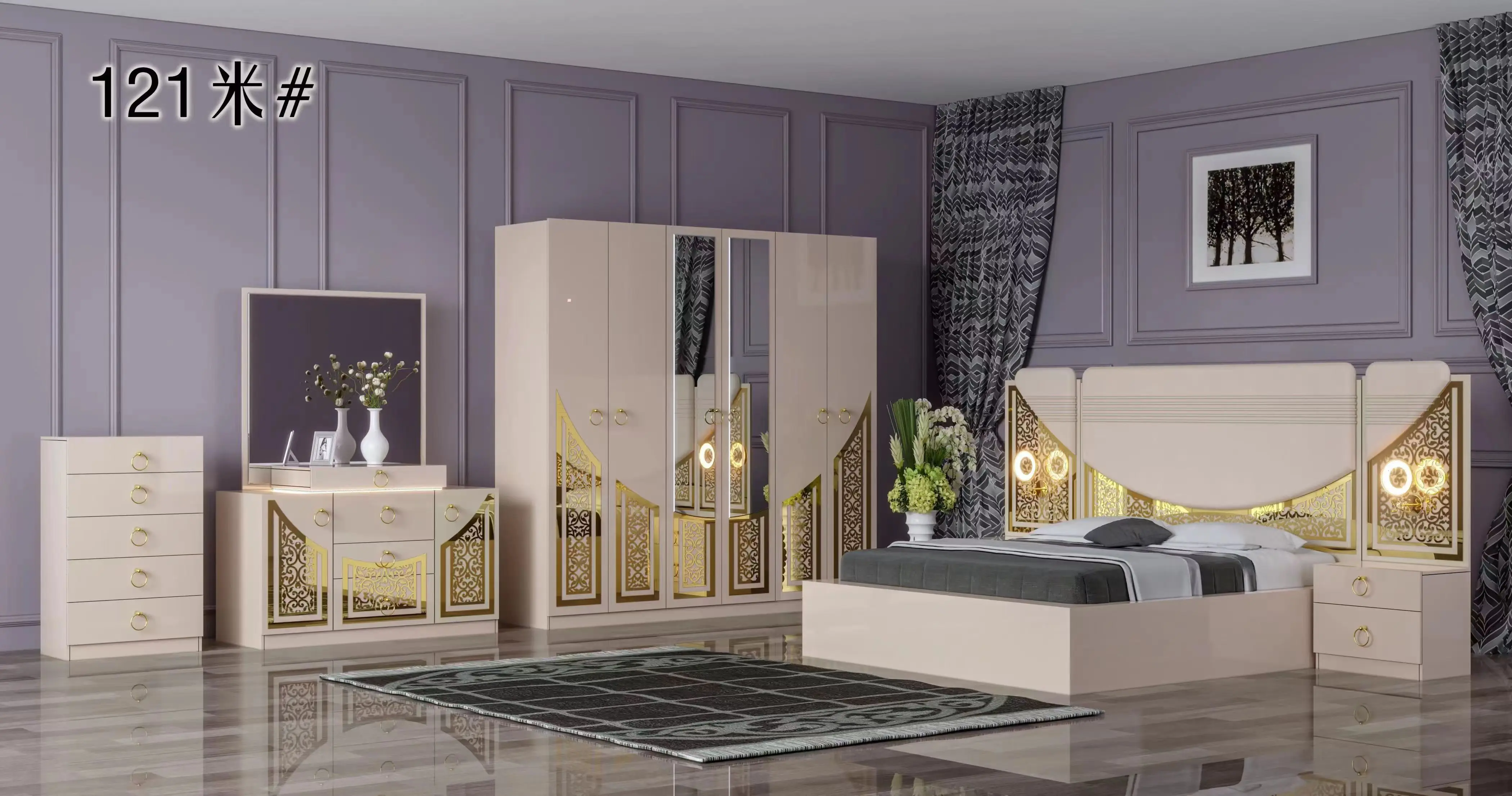 Shop Our Popular Design Modern MDF Bedroom Sets 1.8m Bed