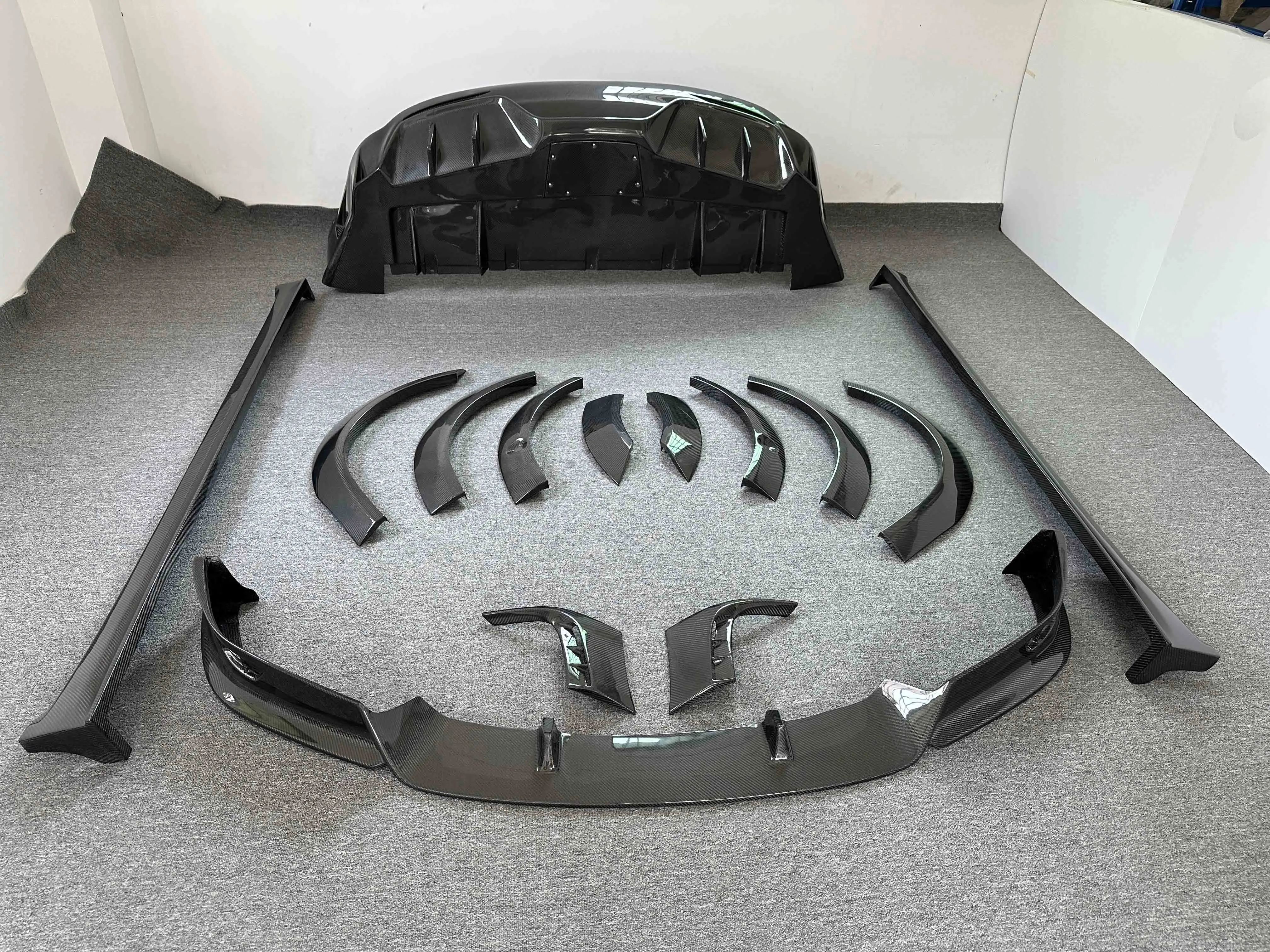 Carbon Fiber Model X Body Kit Front Lip Splitter Rear Diffuser Wide ...