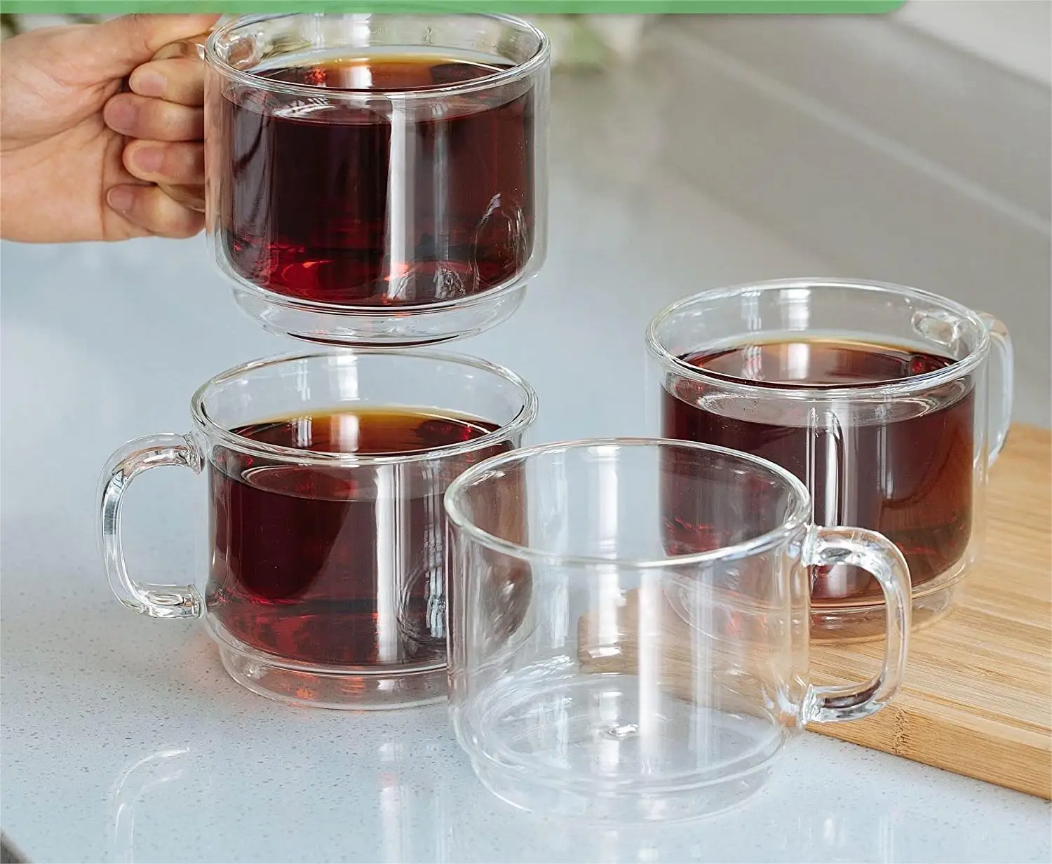 Custom Double Layered High Borosilicate Transparent Glass Tea And ...