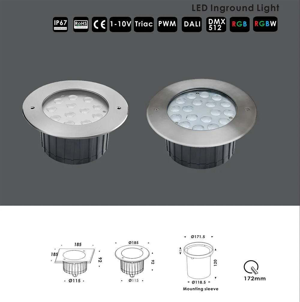 Circle Recessed Drive Over Stair Pathway Led Inground Light Underground ...