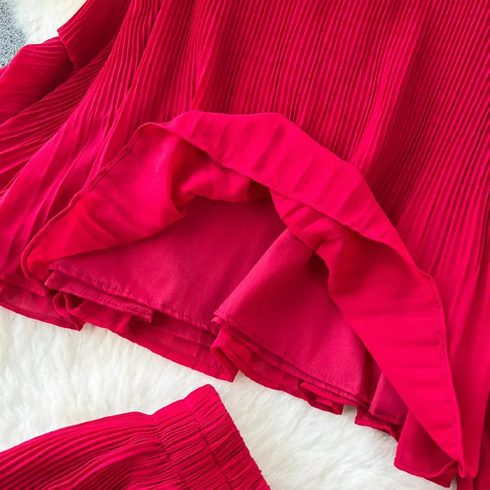 LY68 New 2024 Retro Korean Stylish Solid Color Pleated Shirt Blouse and ...