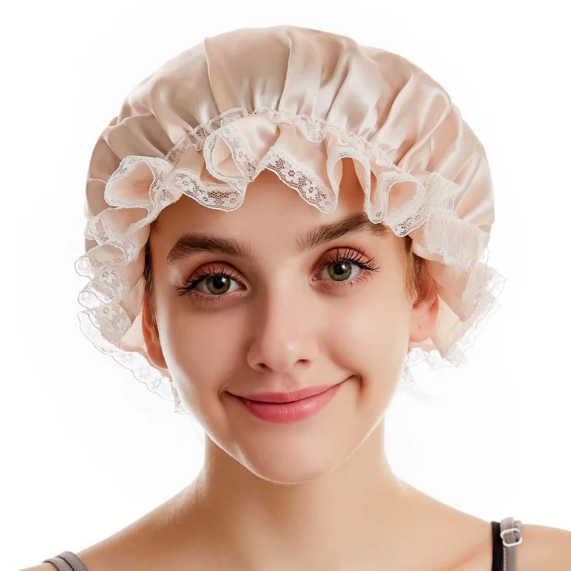 Custom Logo Women Silk Sleeping Hair Night Caps - 100% Mulberry Silk Turban