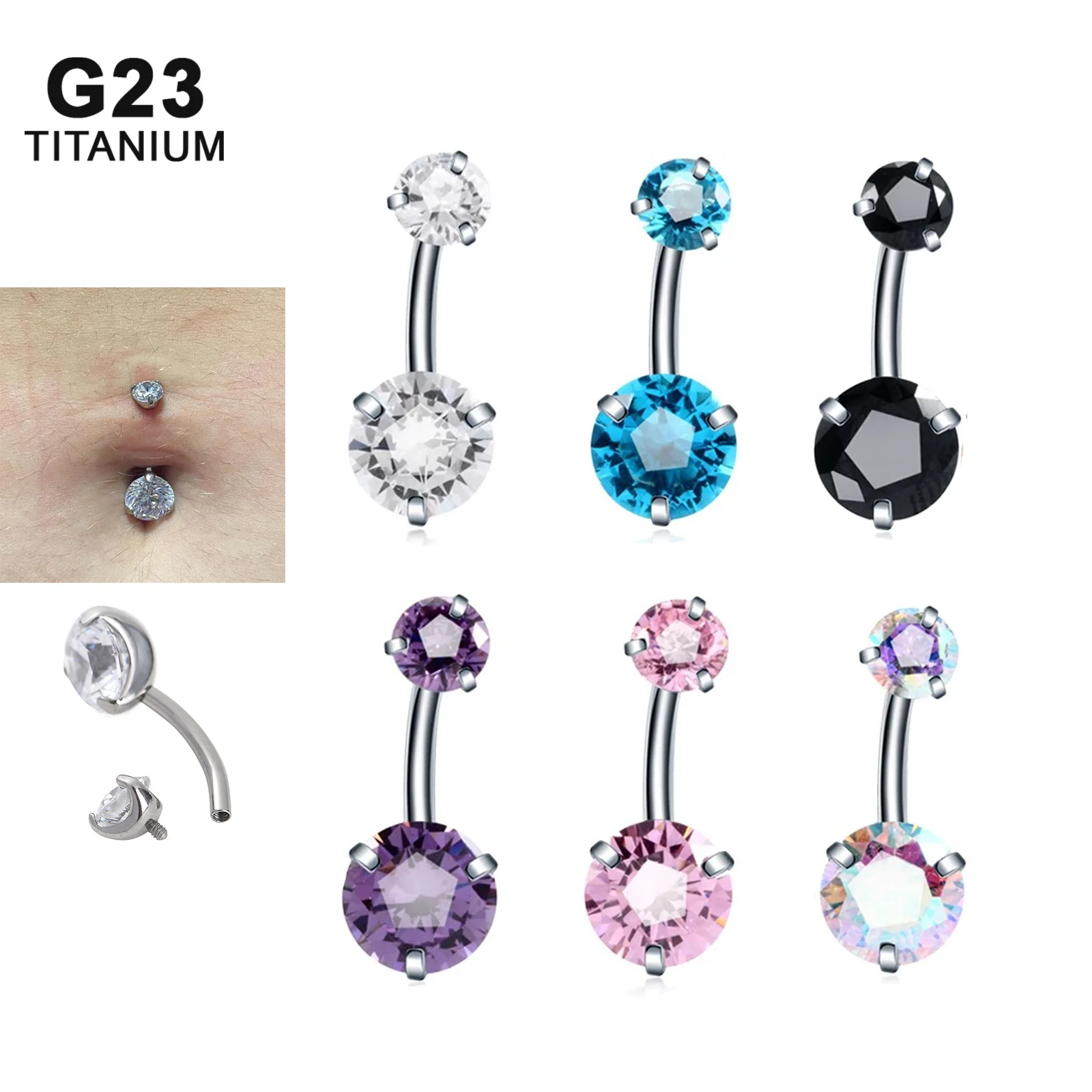 14g Astm F136 Titanium Belly Button Ring Navel Ring Ombligo Piercing ...