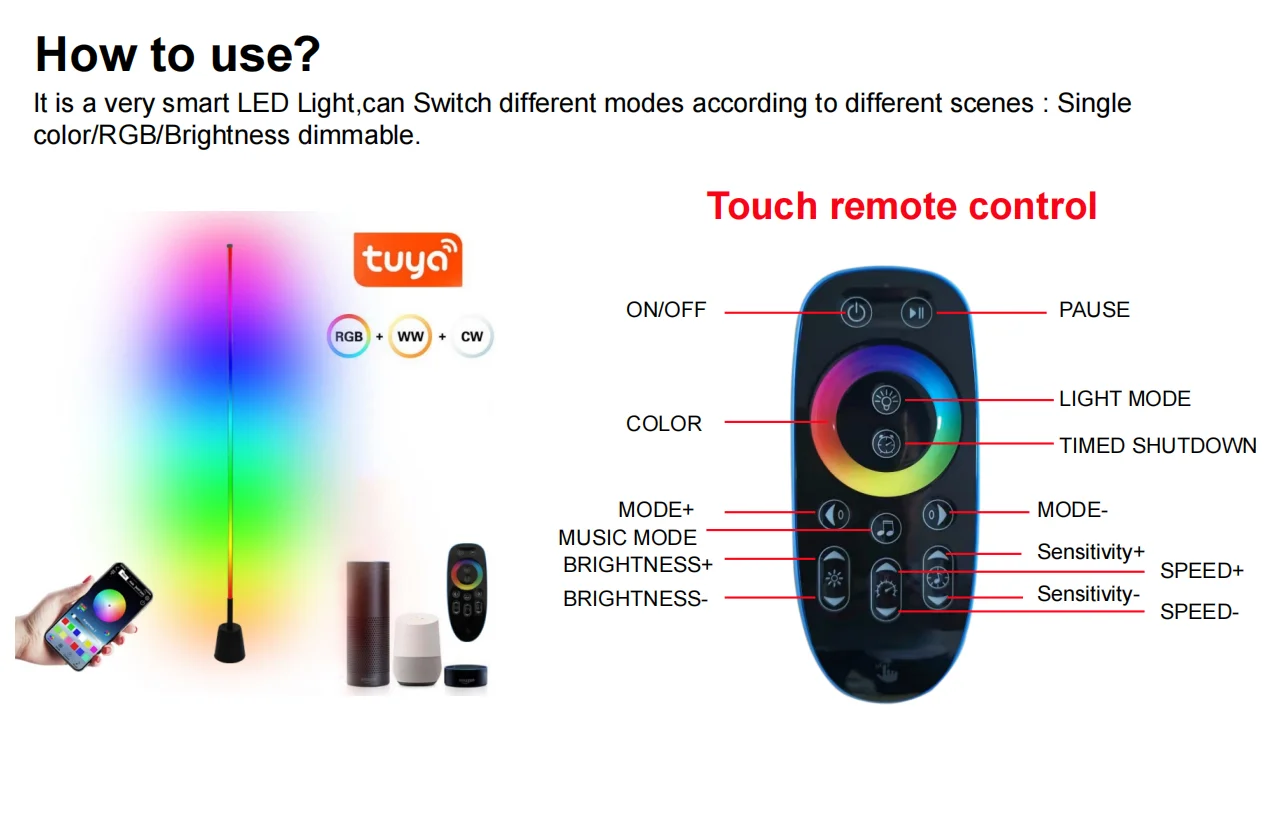 Smart RGB LED Floor Lamp with Alexa APP Control & Music Mode