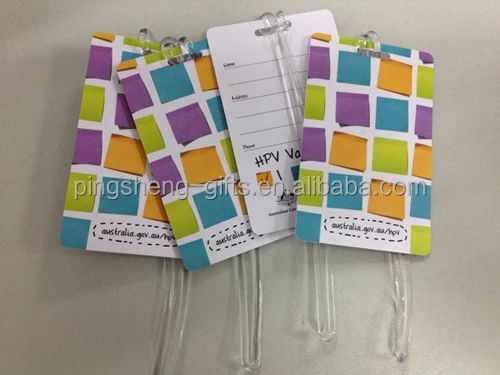 Custom Full Color Cmyk Plastic Pp Luggage Tag Luggage Plastic Luggage ...