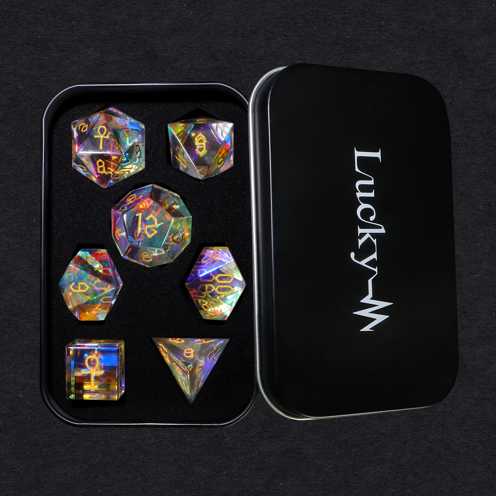 Customized Handmade Glass DND Dice Set Custom Polyhedron Game Dice ...