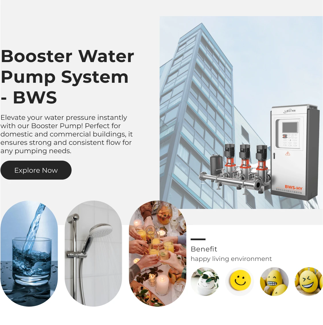 LEO BWS Water Booster Pump System - High Pressure & Efficiency