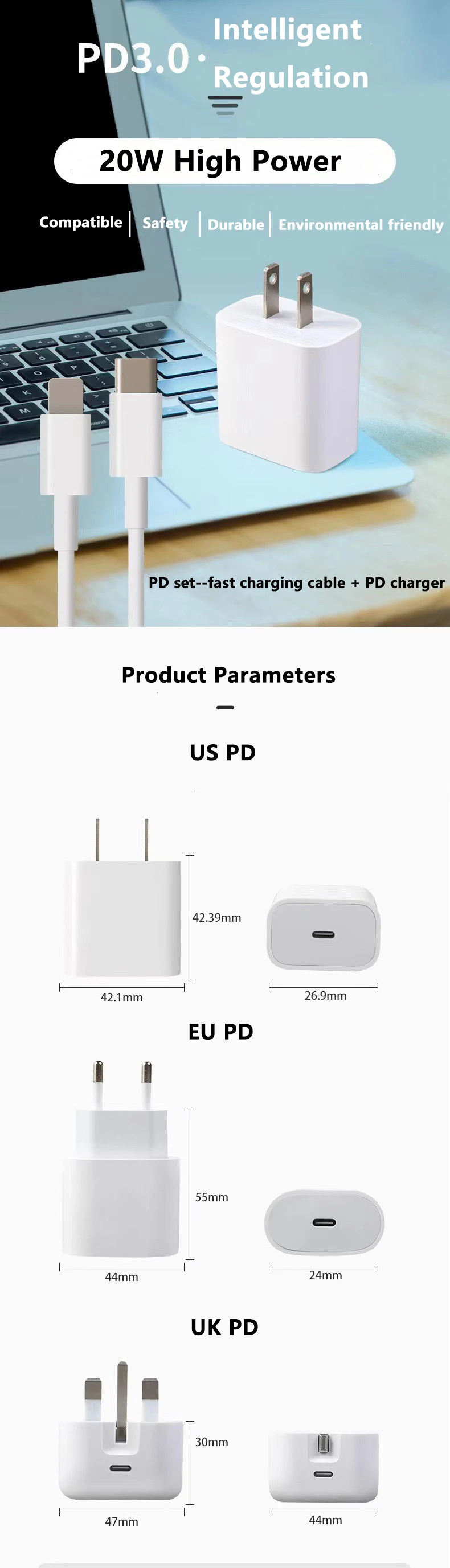 Original Fast Pd L Cables Wall Charger For Universal,Eu Us 20w Type-c ...