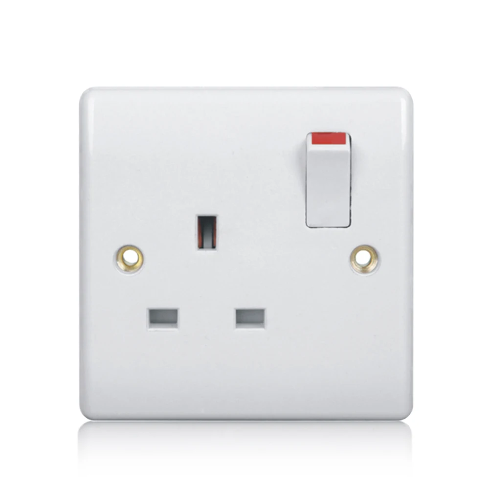 Home Electrical British Standard 3 Pin Single 13a Wall Outlet Socket ...