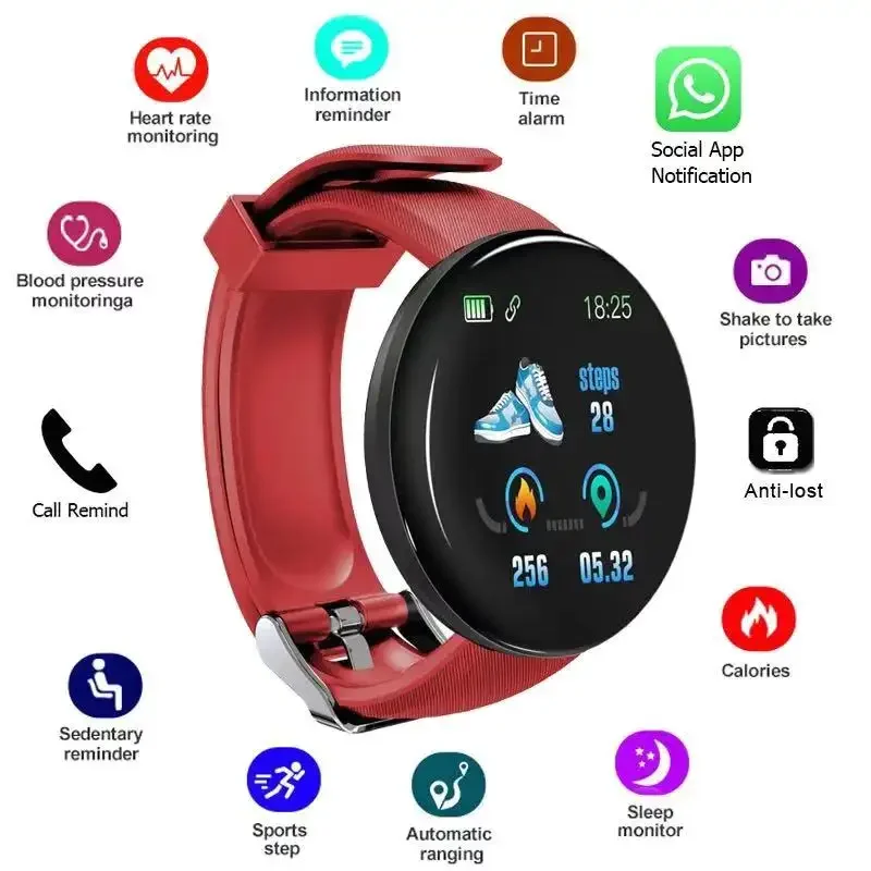 D18 Smart Watch Smartwatches IP67 Waterproof Heart Rate Wristband for ...