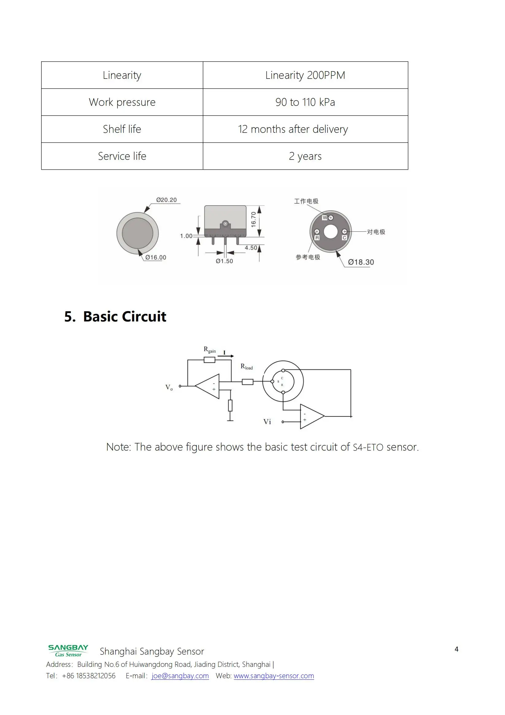Sangbay Eto Gas Sensor Electrochemical Ethylene Oxide Gas Sensor ...