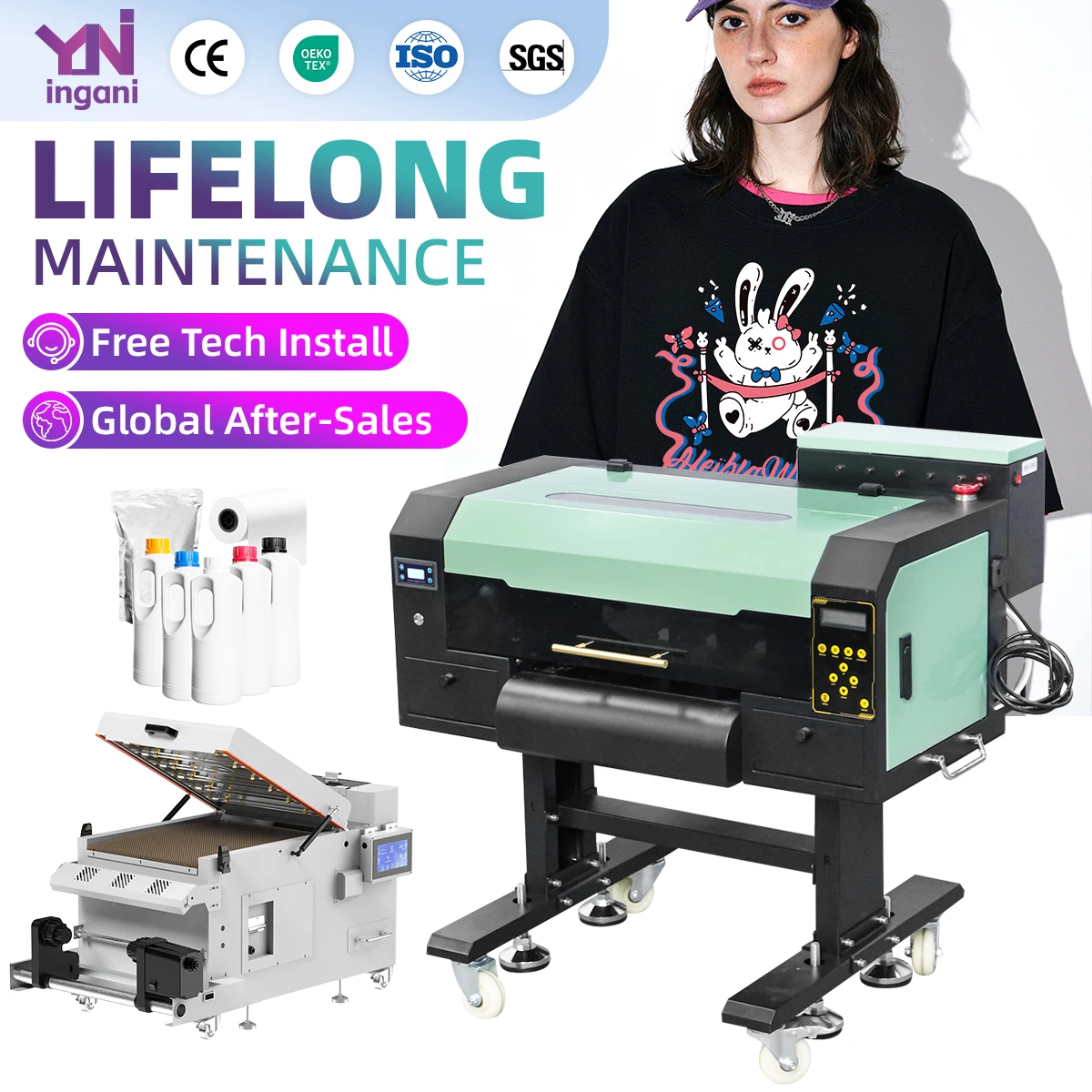 Ingani Transfer Printer T-shirt Dtf Printing Printer Dual I1600 Dtf Printer 30cm for Clothes ...