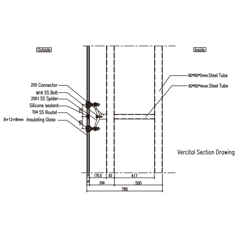 Curtain Wall System With Spider Fitting 4 Arms - Buy Curtain Wall ...