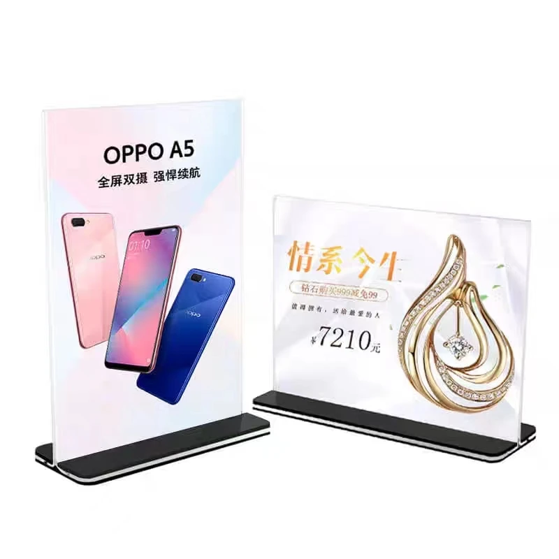 Custom Commercial A4 A5 A6 Acrylic Pedestal Shelf Sign Acrylic Name ...