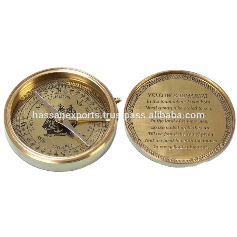 Nautical Brass Poem Compass With Gold Plated Finished Camping And ...