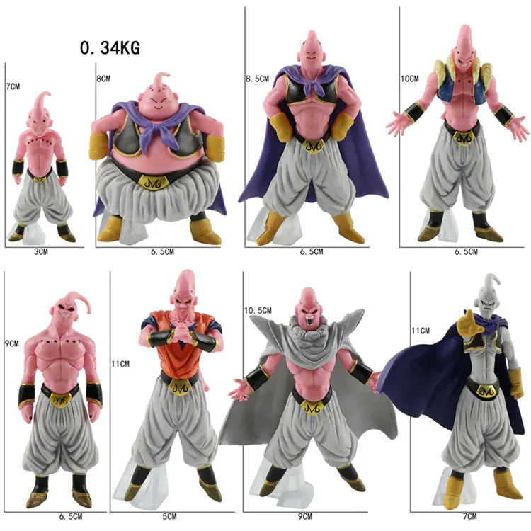 7-11cm Goku Anime Figures 8pcs/set Majin Buu Adult Action Figure ...